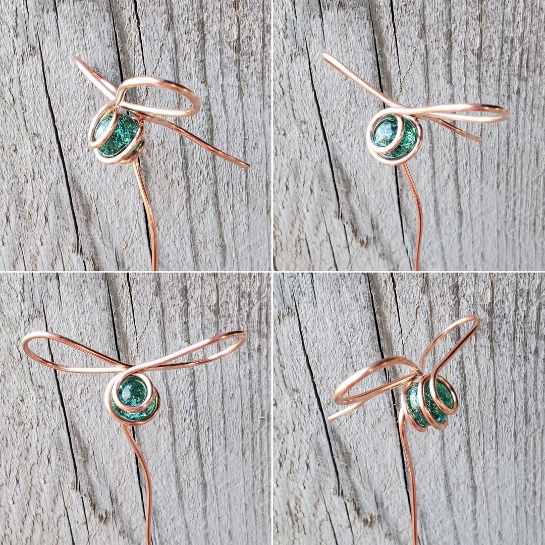 Copper Dragonfly Garden Stakes, Decorative Copper Plant Suncatcher ...