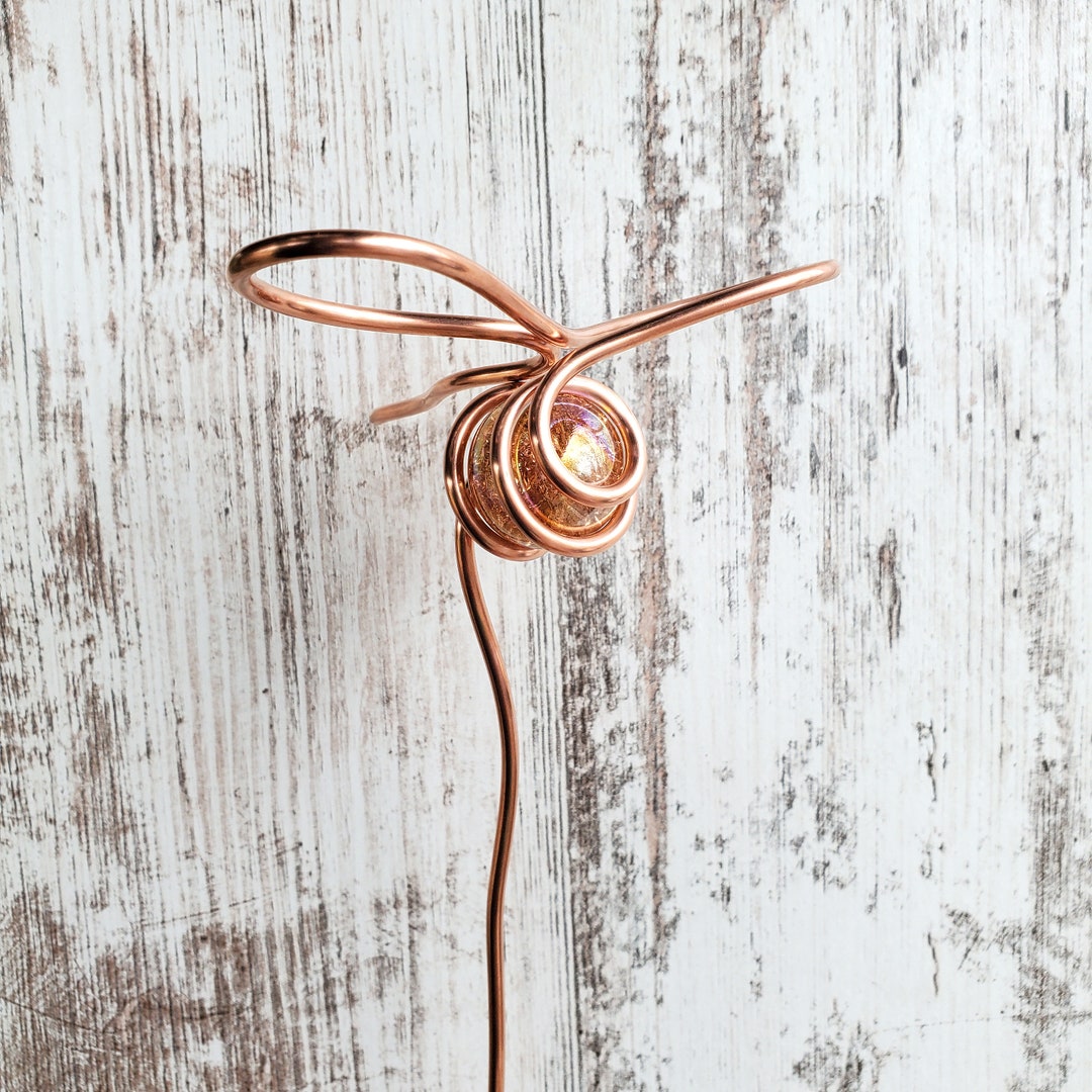 Copper Garden Stakes, Decorative Copper Dragonfly Suncatcher Stake ...