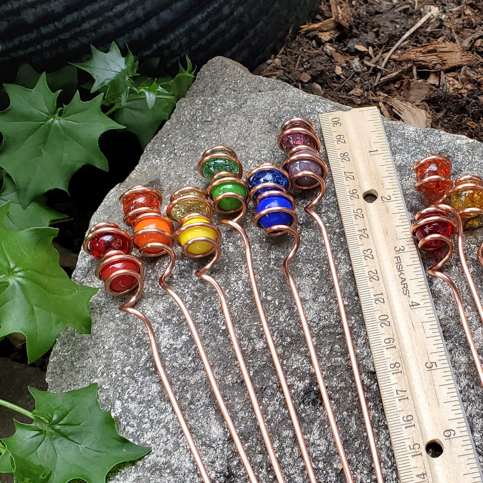Decorative Garden Stakes, Outdoor Glass Suncatcher Stake, Indoor Copper ...
