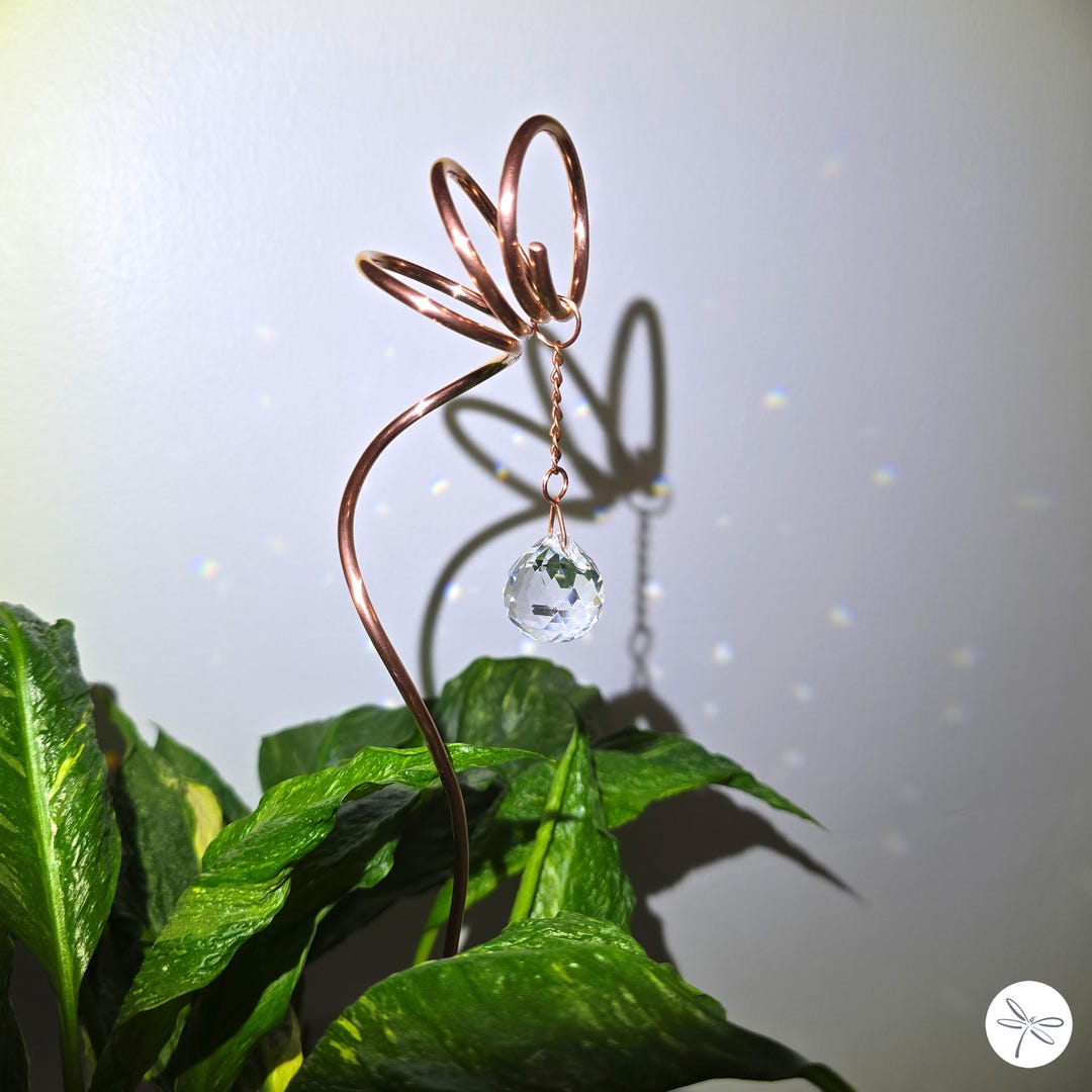 Vortex Plant Stake Crystal Suncatcher Copper Outdoor Ornament - Etsy