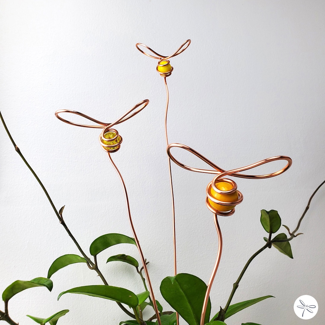 Copper Bee Plant Stick, Outdoor Garden Stakes, Insect Garden Decor ...