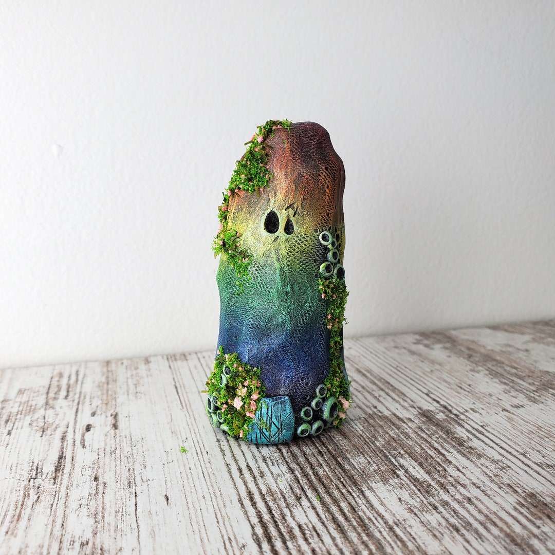 Rainbow Rock Monster Polymer Clay Figurine, Fairy Garden Copper Plant ...