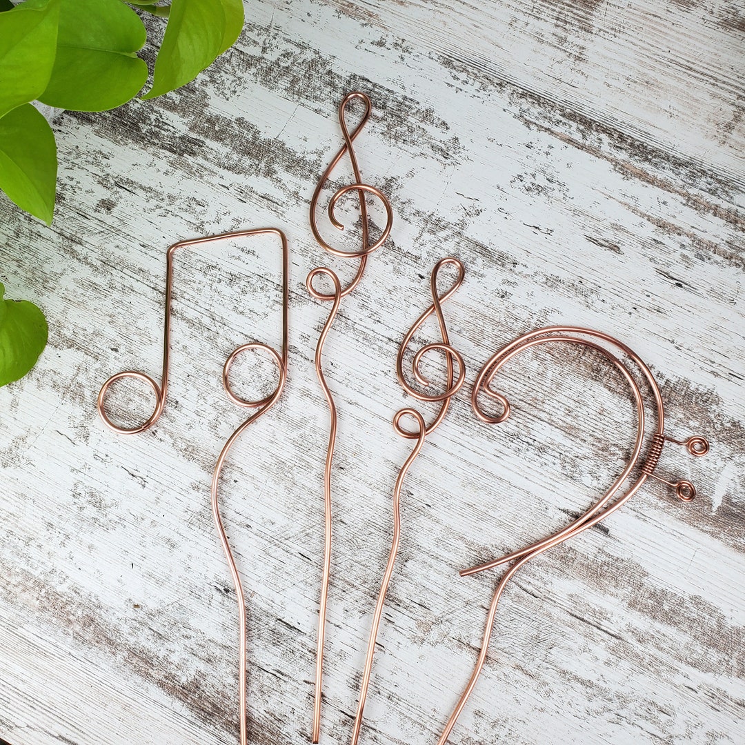 Copper Plant Stake, Treble Clef Indoor Support Stick, Music Note Garden ...