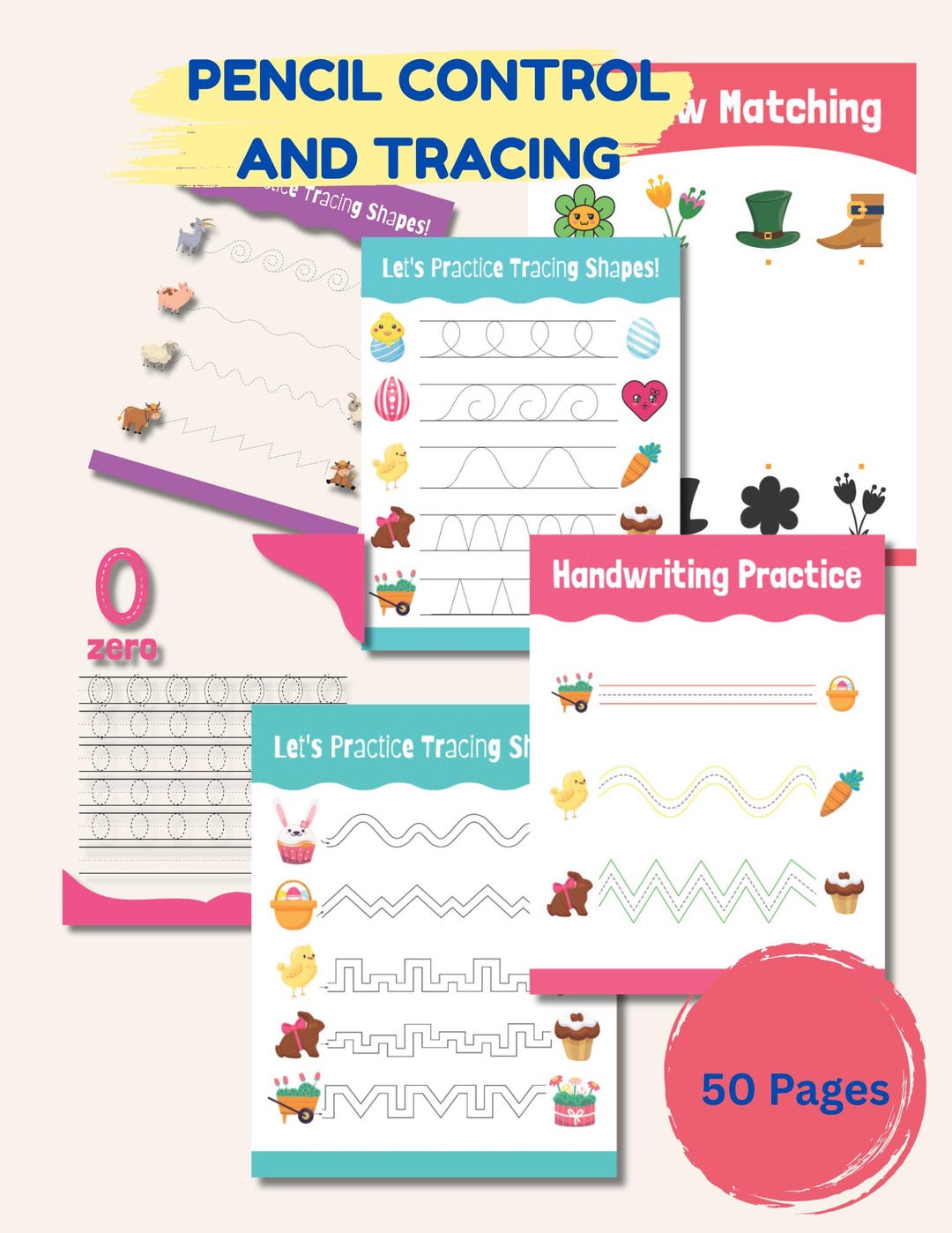 Tracing Sheets, Pencil Control Workbook for Kids, Preschool Activity ...