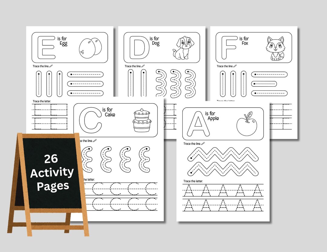 Prek-kindergarten Alphabet Tracing Workbook, A to Z, Montessori ...