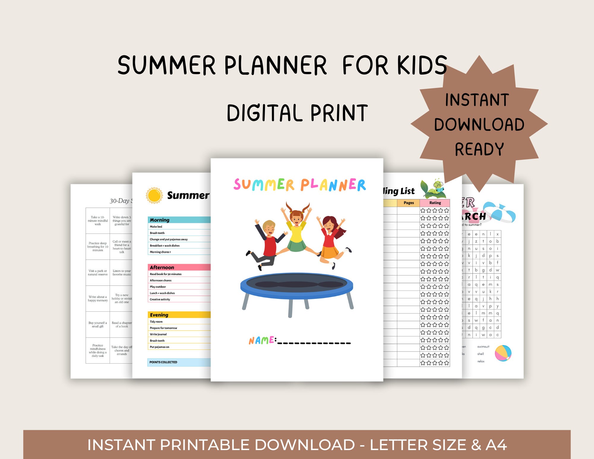 Summer Planner Bundle for Kids, Reading Book Tracker, Checklist, To-do ...