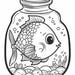 Fish in A Jar Coloring Pages-coloring Books, Relaxing Coloring Books ...