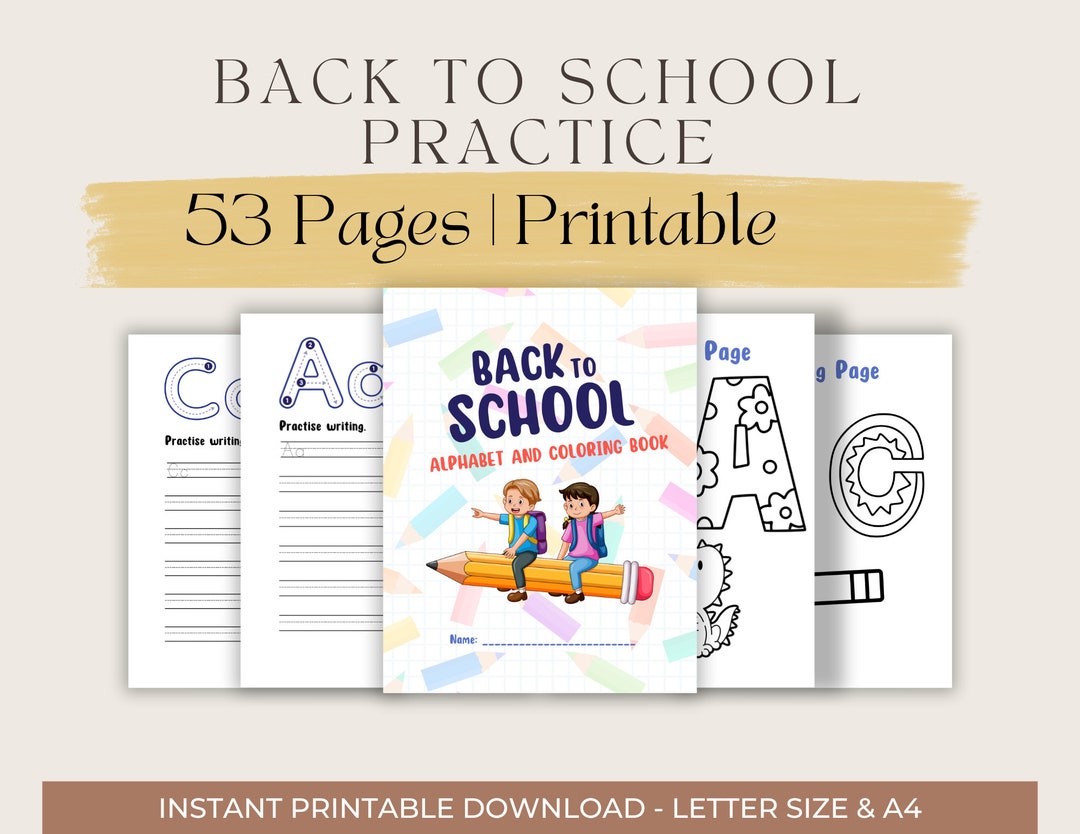 Back to School Alphabet and Coloring Book, Summer Busy Book for Kids ...