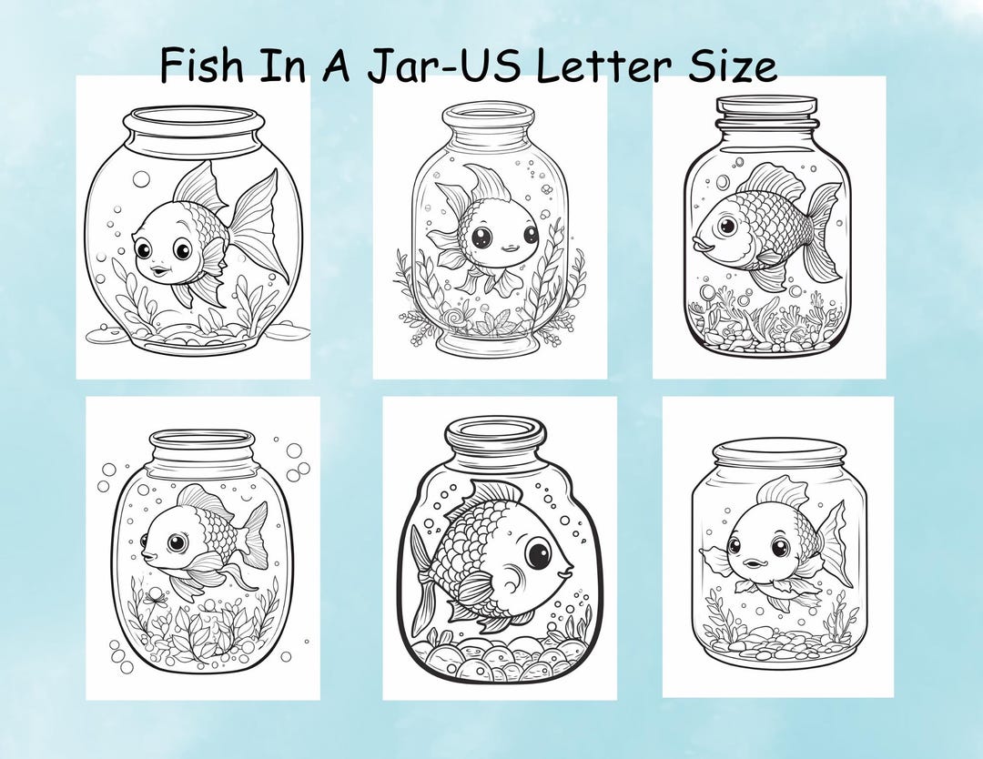 Fish in A Jar Coloring Pages-coloring Books, Relaxing Coloring Books ...
