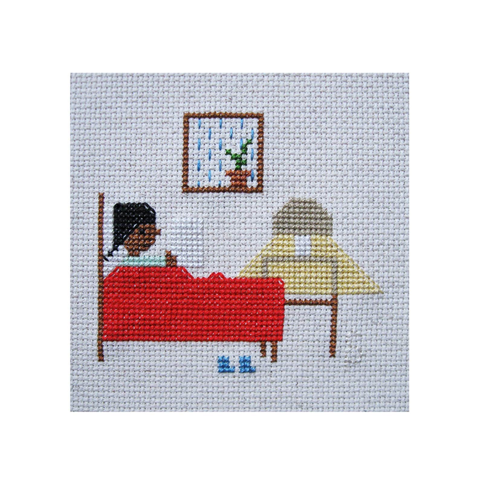 Cross Stitch Pattern PDF Reading in Bed | Etsy