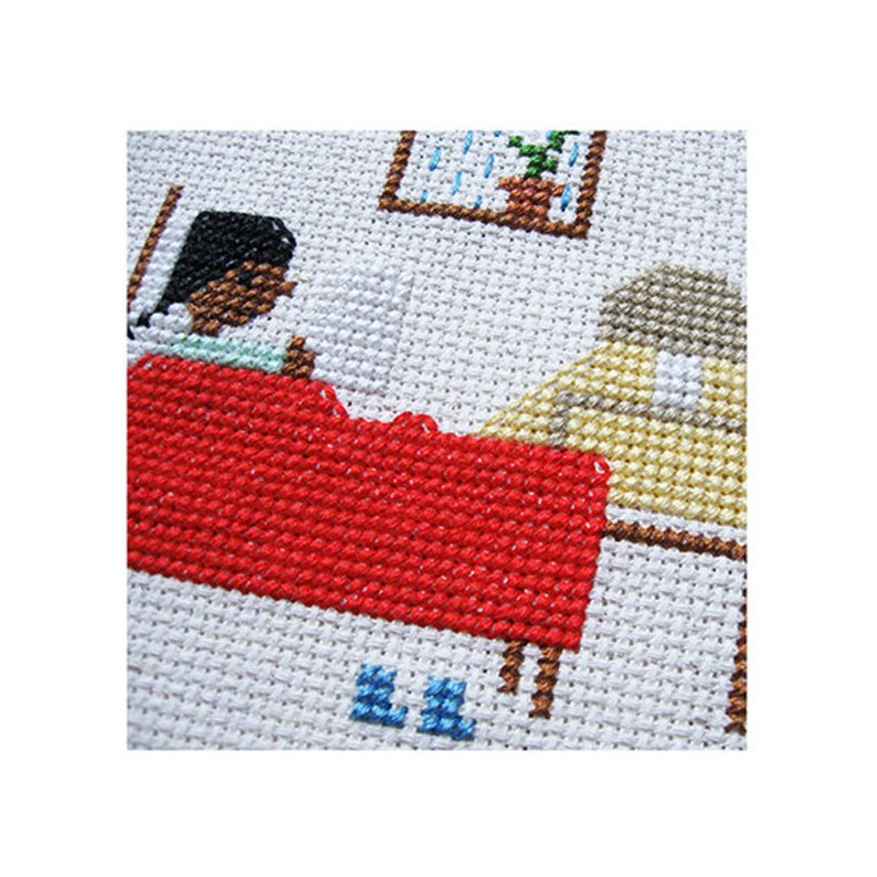 Cross Stitch Pattern PDF Reading in Bed | Etsy