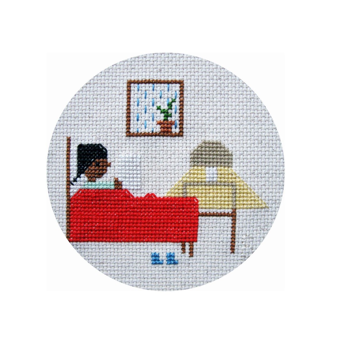 Cross Stitch Pattern PDF Reading in Bed - Etsy