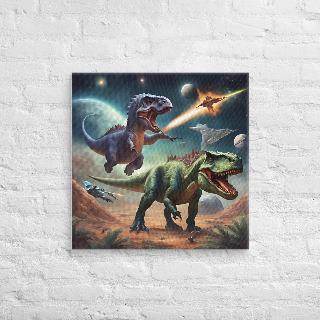 Dinosaur Space Battle Fantasy Fiction Art - Etsy