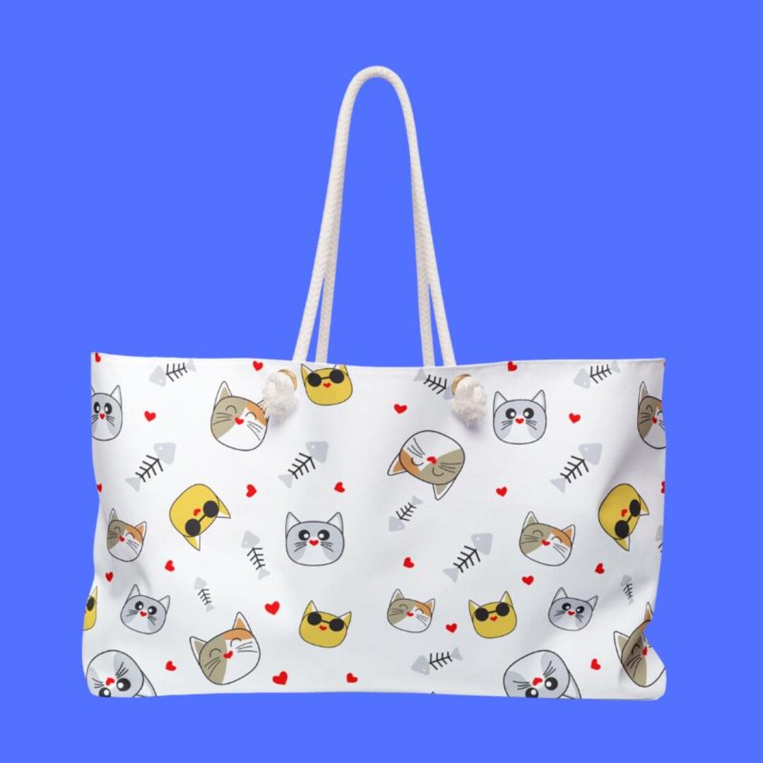 Cute Cat-themed Weekender Bag, Perfect for Pet Lovers, Travel, Weekend ...