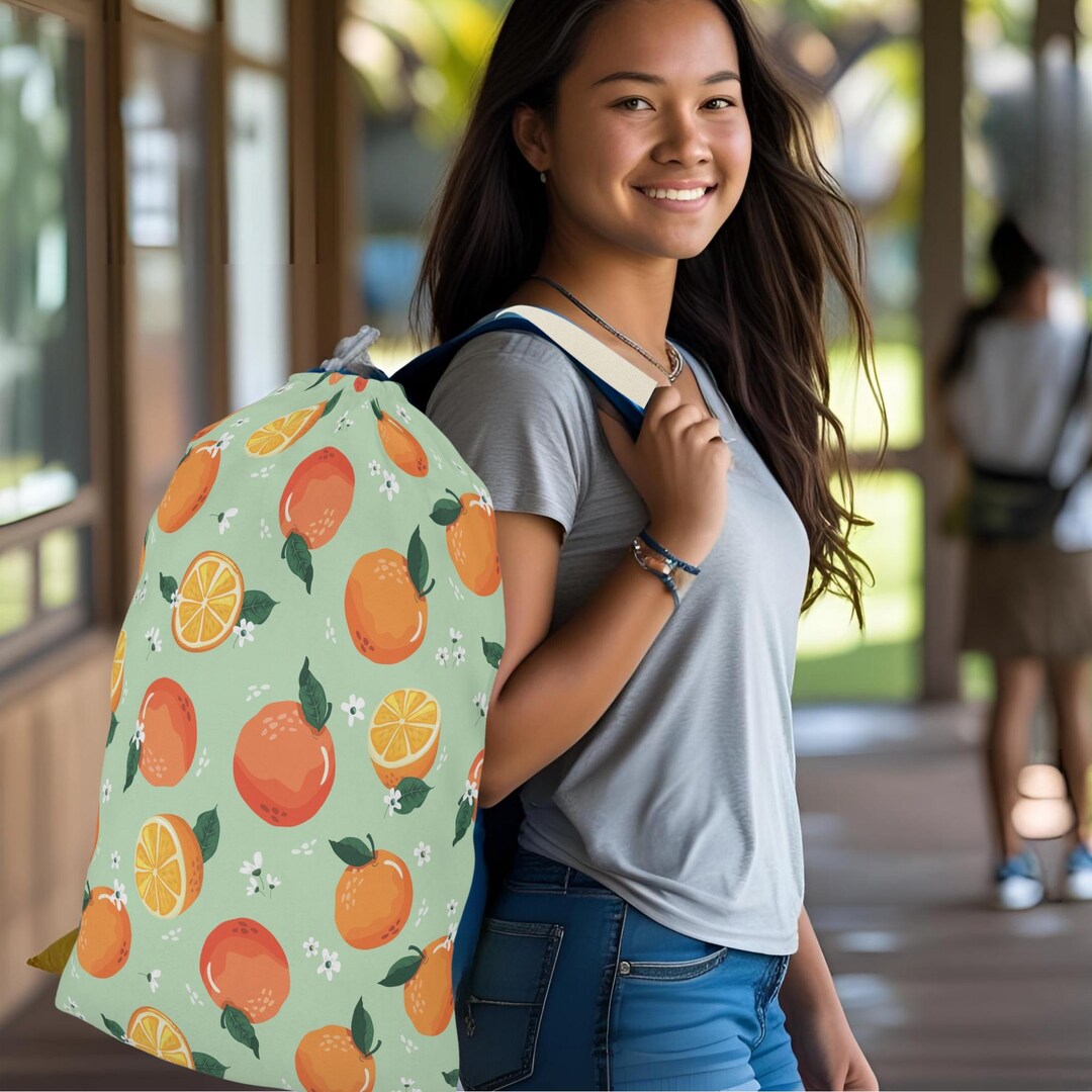 Orange Citrus Print Laundry Bag: College Dorm Travel Storage - Etsy