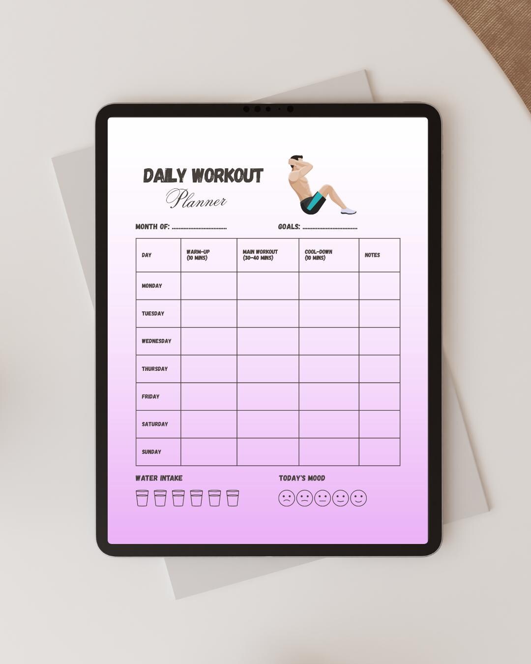 Printable Daily Workout Planner for Men: Fitness Journal (digital ...
