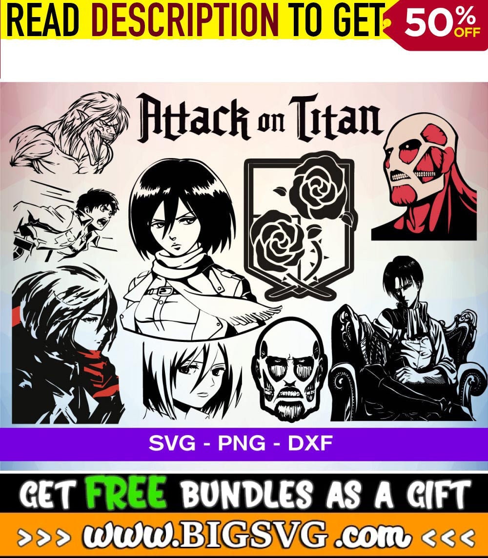 100 Attack on Titan Svg Bundle, Attack on Titan Svg, Mega SVG Bundle ...