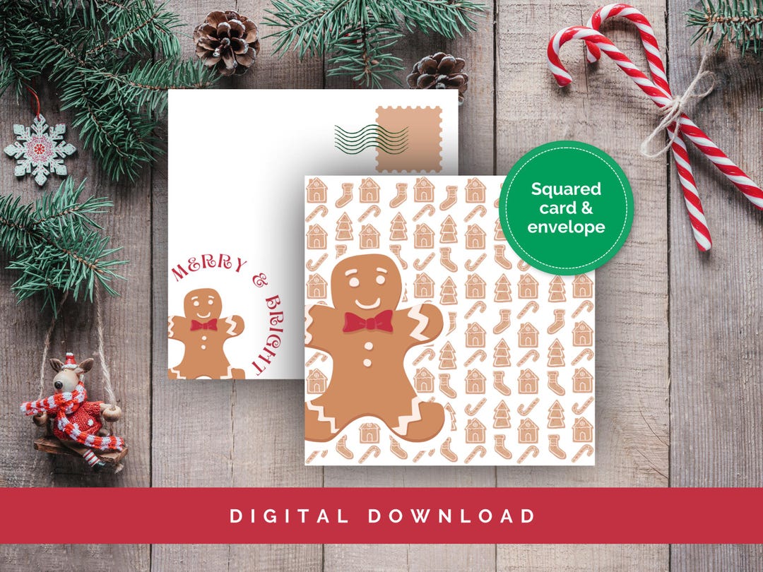 Gingerbread Man Christmas Card: Printable Holiday Greetings (digital ...