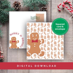 Gingerbread Man Christmas Card: Printable Holiday Greetings (digital ...