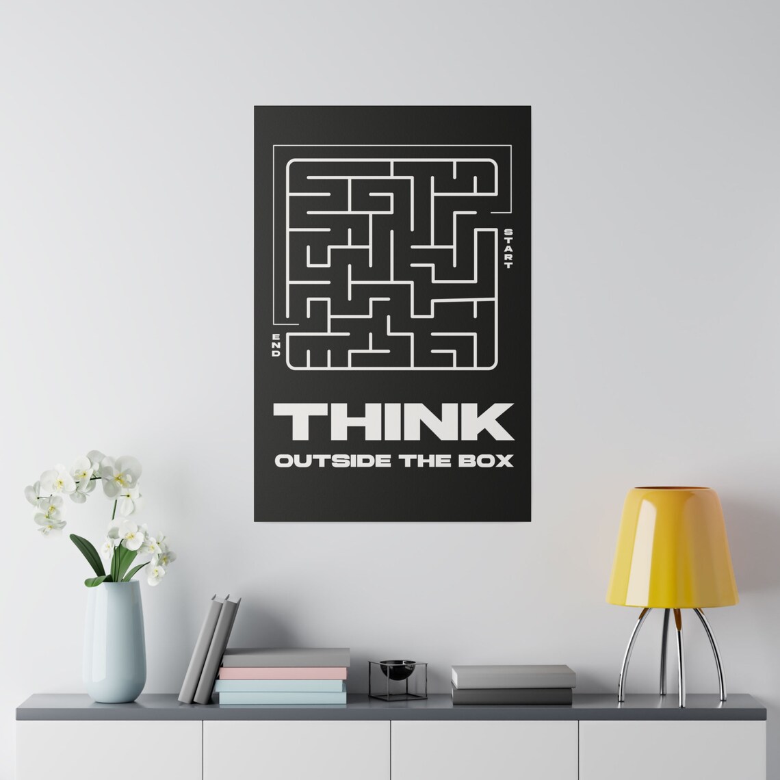 Think Outside the Box Office Decor Motivational Wall Canvas Print ...