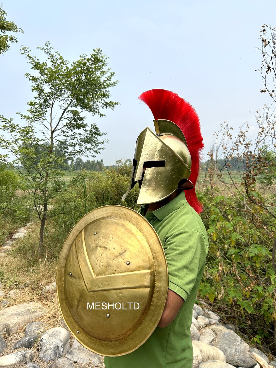 300 Movie Helmet and 18 Shield King Leonidas Spartan Costume Halloween ...