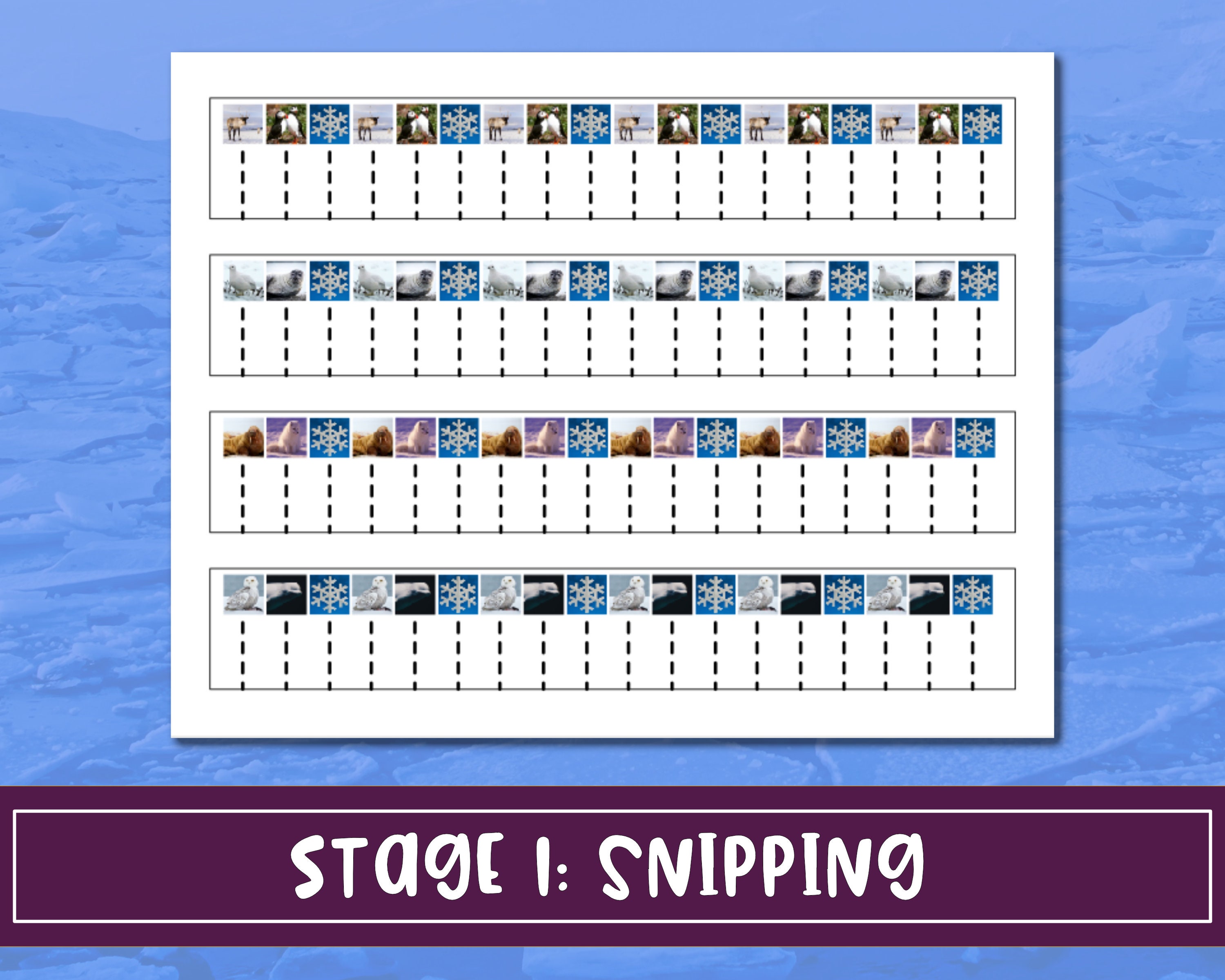 Arctic Animal Cutting Sheets Digital Download Montessori Inspired ...