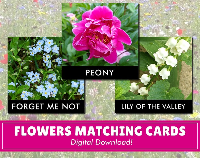Montessori Wooden Wildflowers Memory Game/ Matching Cards/ Homeschool ...