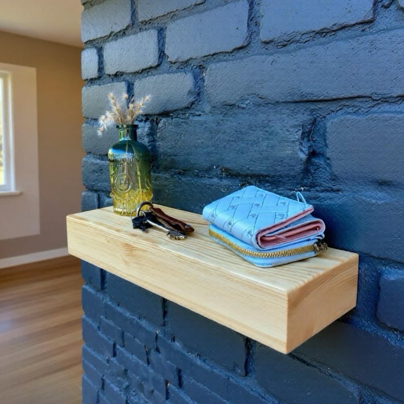 Solid Wood Hidden Safe Drawer Shelf for Wall Mounting, Floating Wooden ...