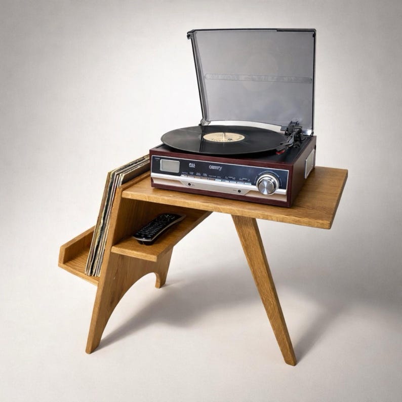 Record Player Stand: Wooden Turntable Shelf With Amplifier Storage for Vinyl Collection - Etsy