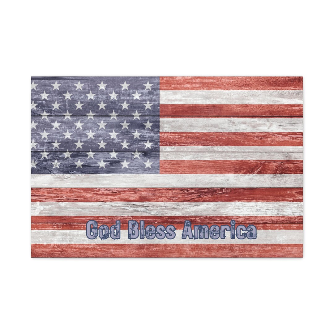 American Flag Print Wall Art Matte Canvas, Stretched, 1.25" God Bless ...