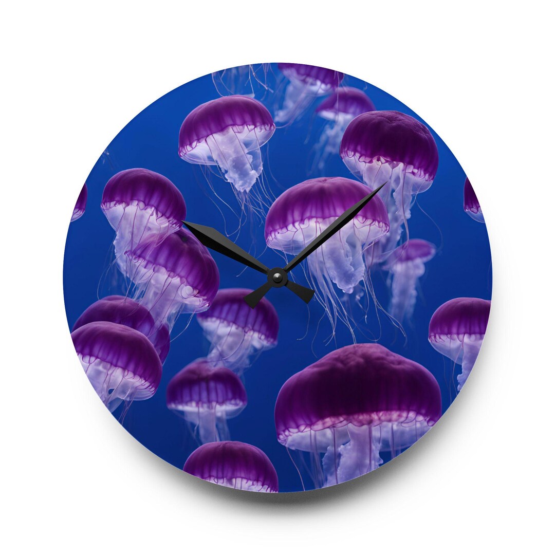 Jellyfish Design Acrylic Clock Unique Colorful Wall Clock for Kitchen ...