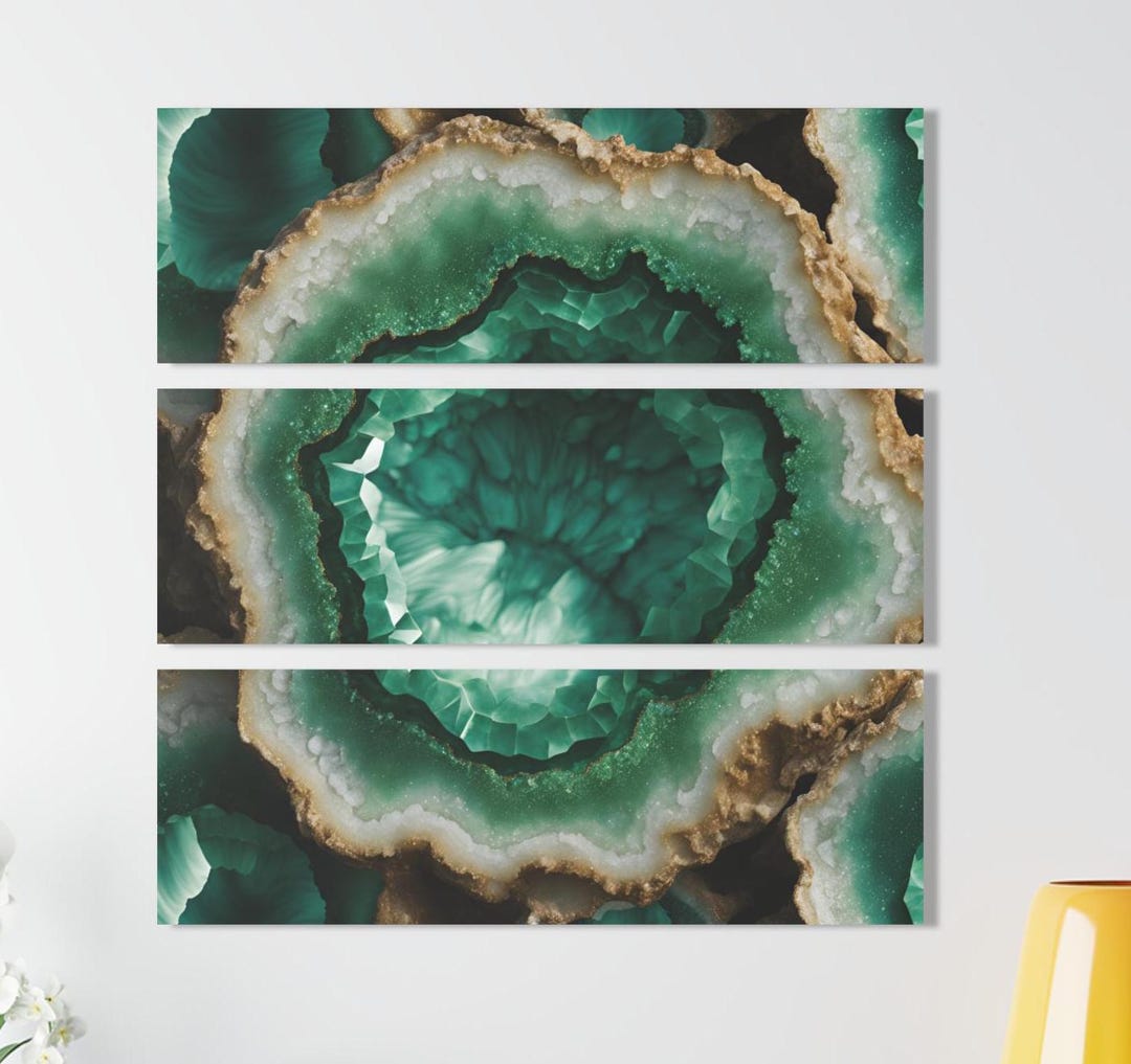 Geode Inspired Design Triptych 3-panel Acrylic Print Wall Art Nature ...