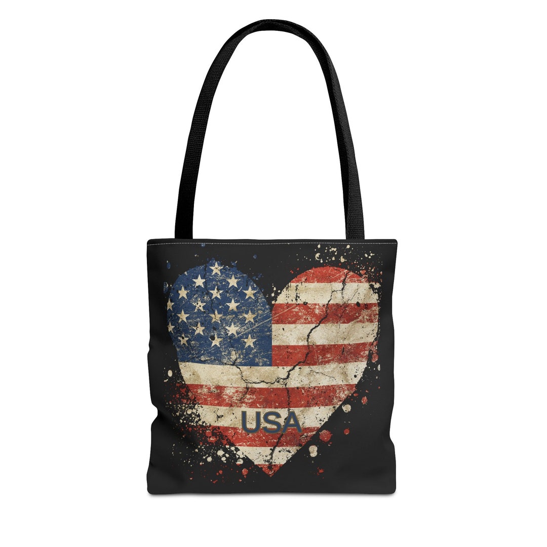 Vintage USA Flag Carryall Tote Bag Patriotic Americana Bag United ...