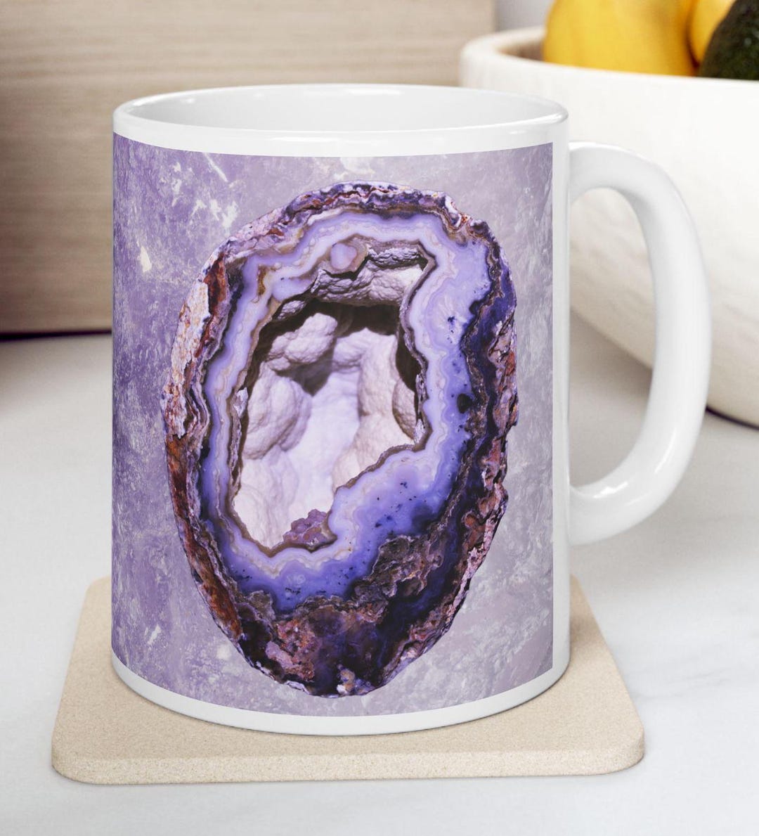 Purple Mineral Geode-look Ceramic Coffee Tea Mug Cottage Core Boho ...
