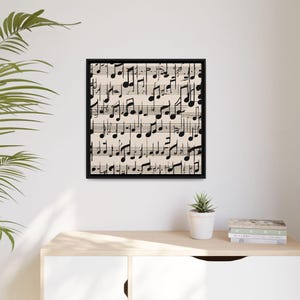 Music-themed Print Abstract Sheet Music Design Unique Framed Canvas ...