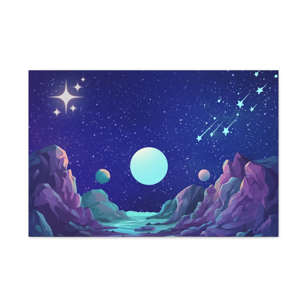 Alien Planet Fantasy Interstellar Print Wall Art Matte Canvas ...