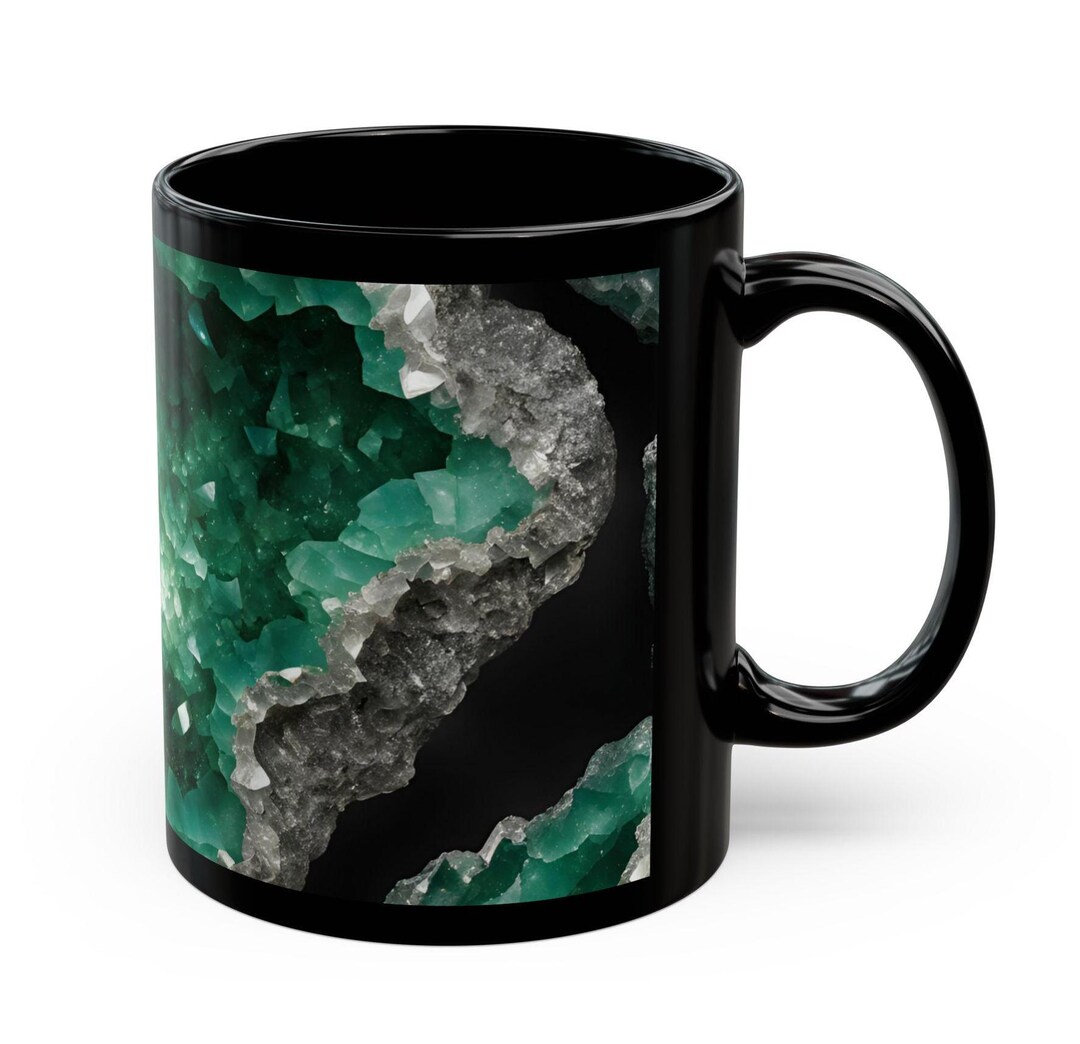 Green Amethyst Geode-look Ceramic Coffee Tea Hot Chocolate Mug Cottage ...