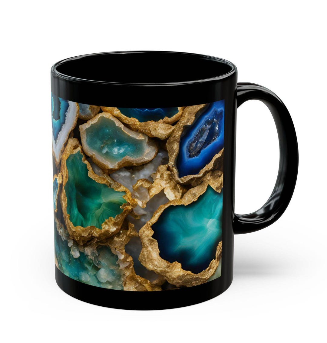 Blue Green and Gold Amethyst Geode-look Ceramic Coffee Tea Hot ...