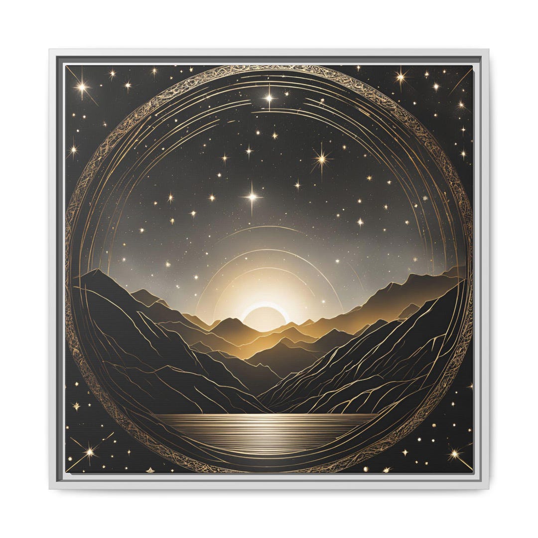 Boho Celestial Design Unique Framed Canvas Wall Art Sun and Stars ...