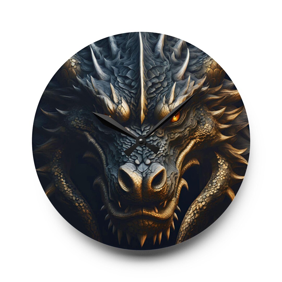 Dragon Design Acrylic Office Clock Unique Colorful Wall Clock for ...
