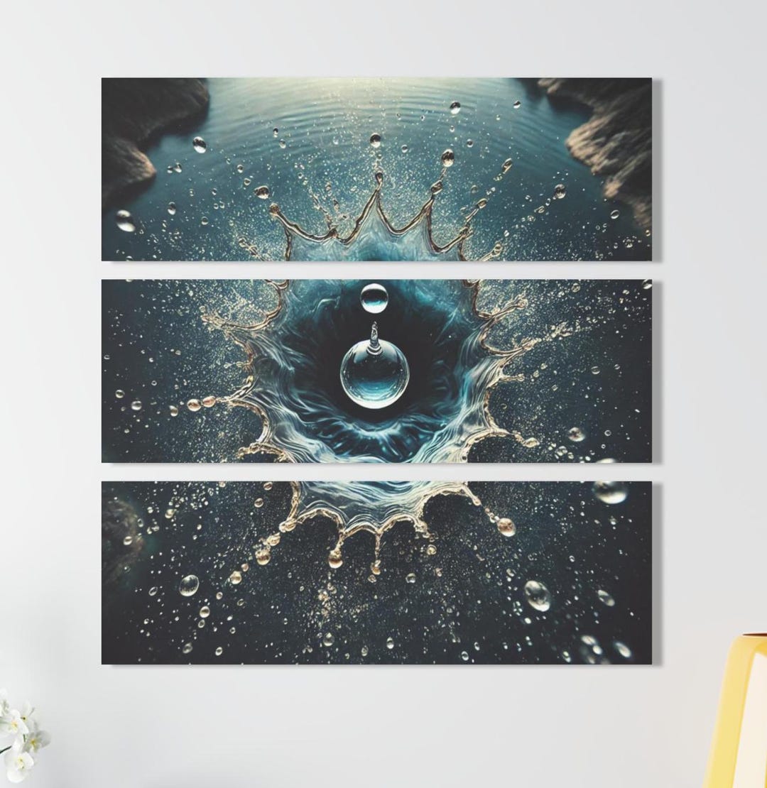 Water Droplet Modern Design Triptych 3-panel Acrylic Print Wall Art ...