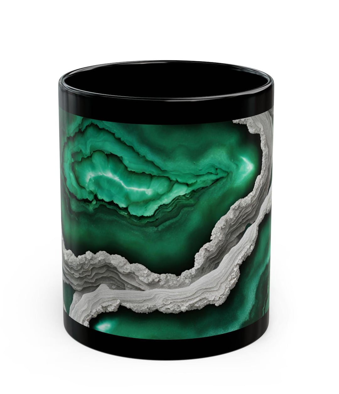 Green Amethyst Geode-look Ceramic Coffee Tea Hot Chocolate Mug Cottage ...
