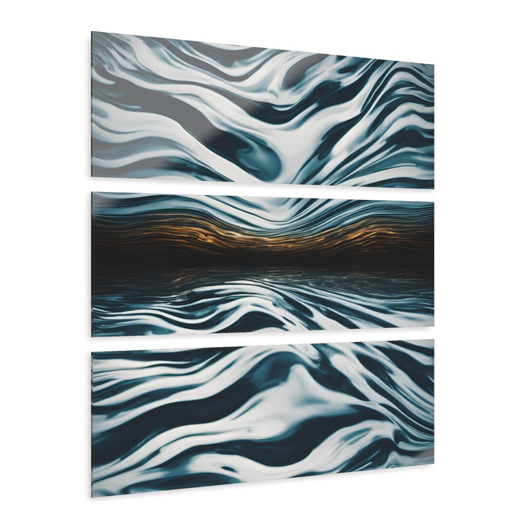 Modern Water Ripple Design Triptych Acrylic Print Wall Art Unique Water ...