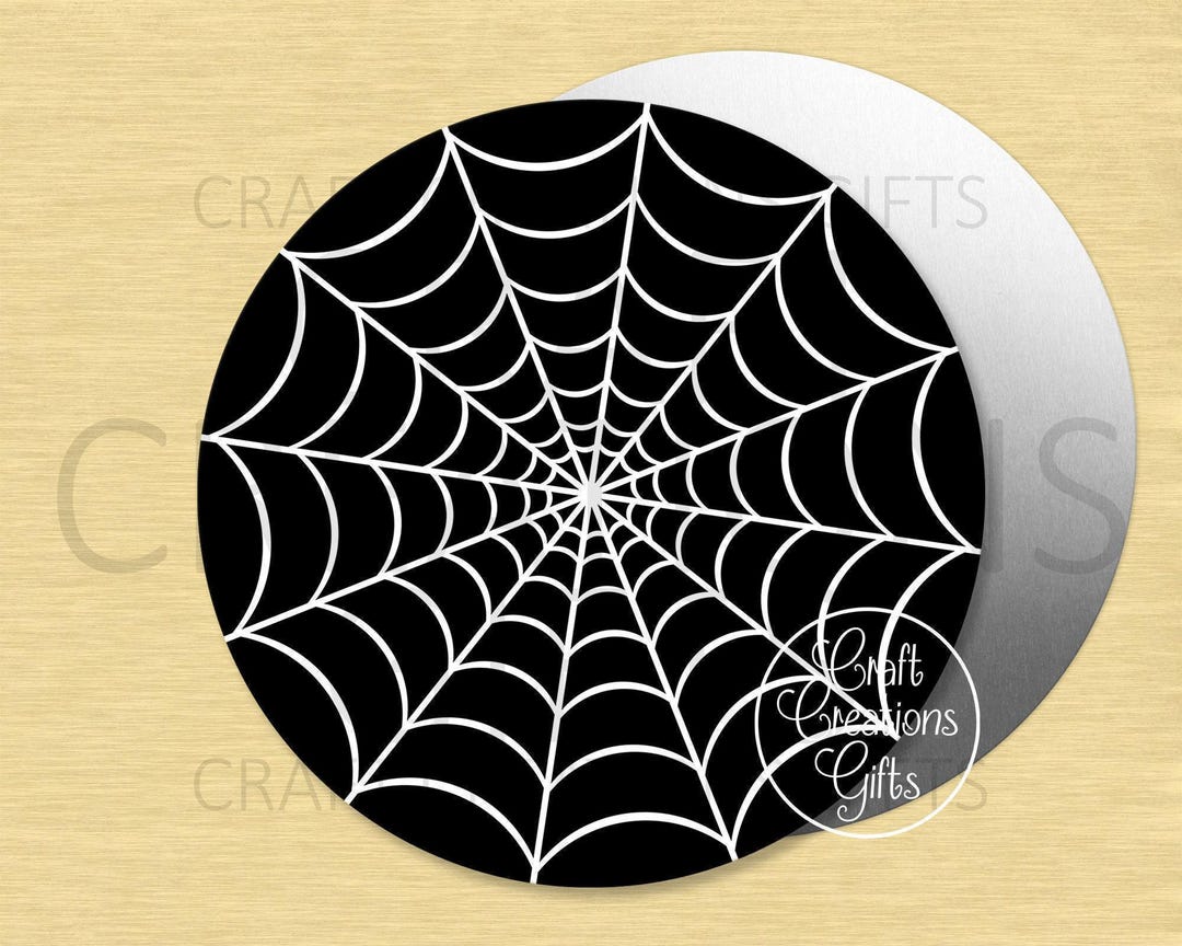 ROUND METAL SIGN Spider Web Halloween Black White Fall Tiered Tray ...