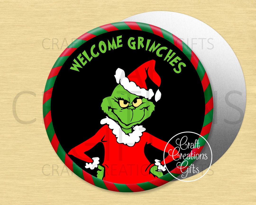ROUND CRAFT SIGN Welcome Grinches Christmas Crafts Projects Tiered ...