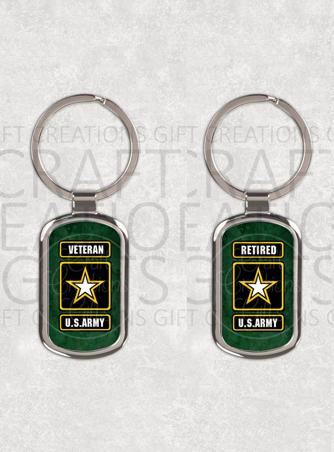 KEYCHAIN ARMY Dog Tag Veteran or Retired Military Personnel Gift ...