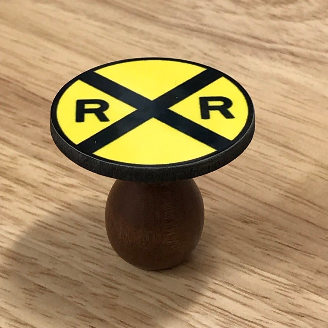 MINI PEDESTAL TABLE Railroad Crossing Train Theme Side End Miniatures ...