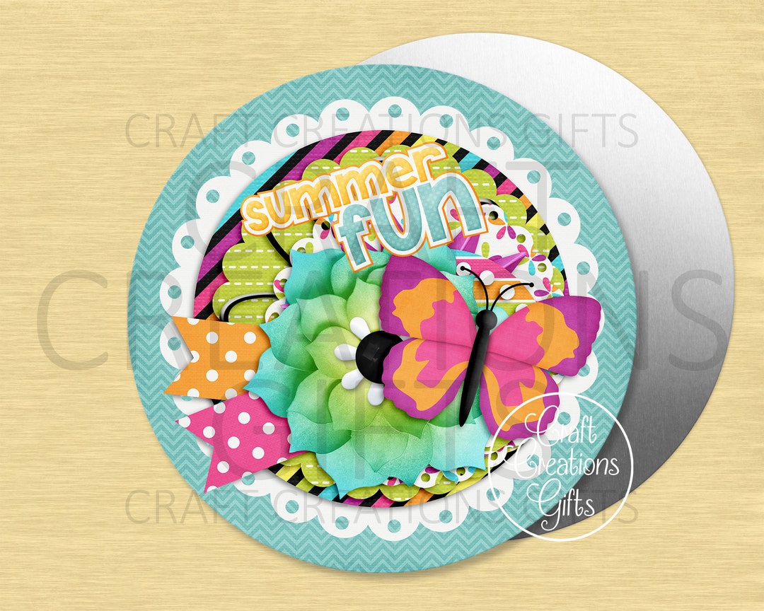 ROUND CRAFT SIGN Summer Fun Butterfly Bright Colorful Crafts - Etsy