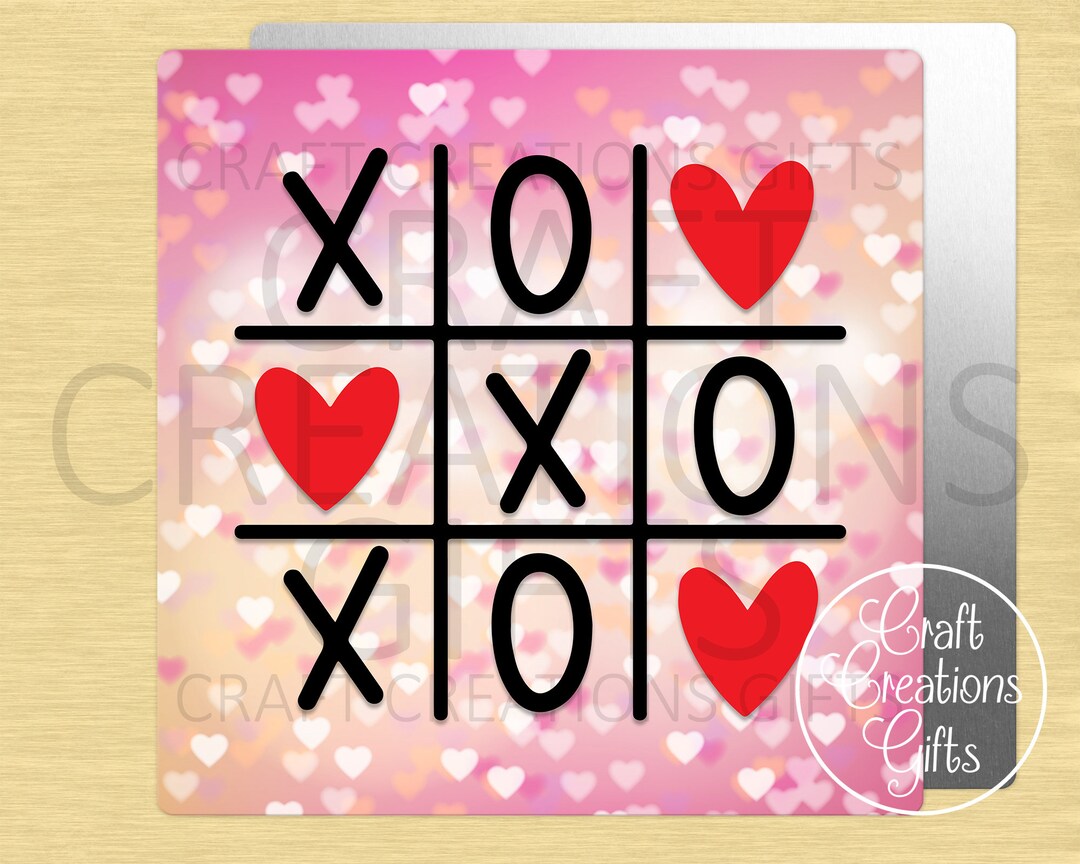 SQUARE CRAFT SIGN Xoxo Love Hugs Kisses Valentines Day Tic Tac Toe ...