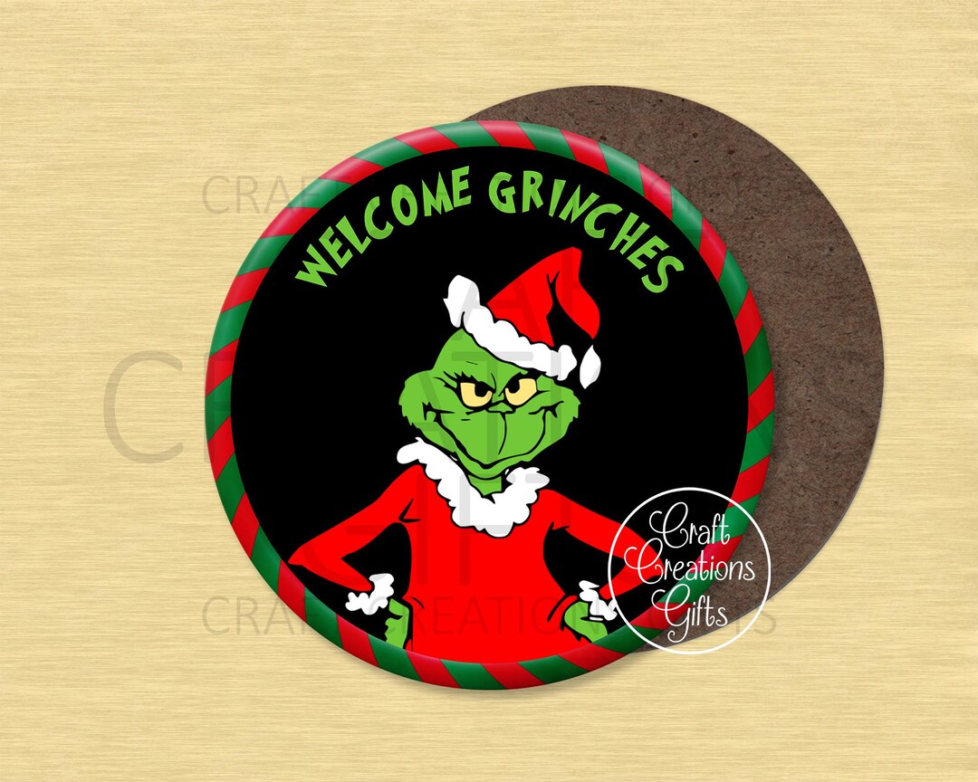 MDF SIGN ROUND Welcome Grinches Christmas Tiered Tray Craft Projects ...